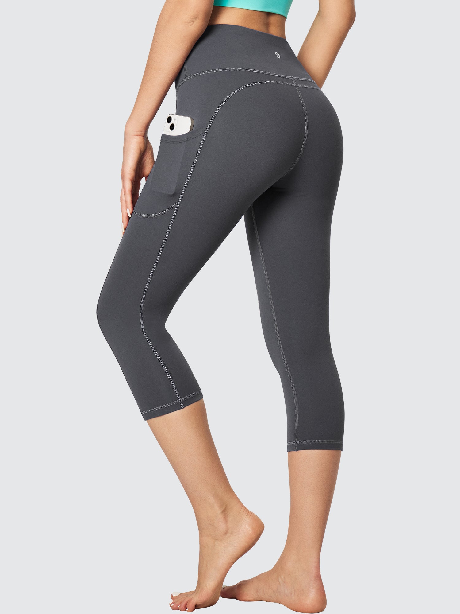 Women's High Waisted Yoga Capris With Pockets - IUGA