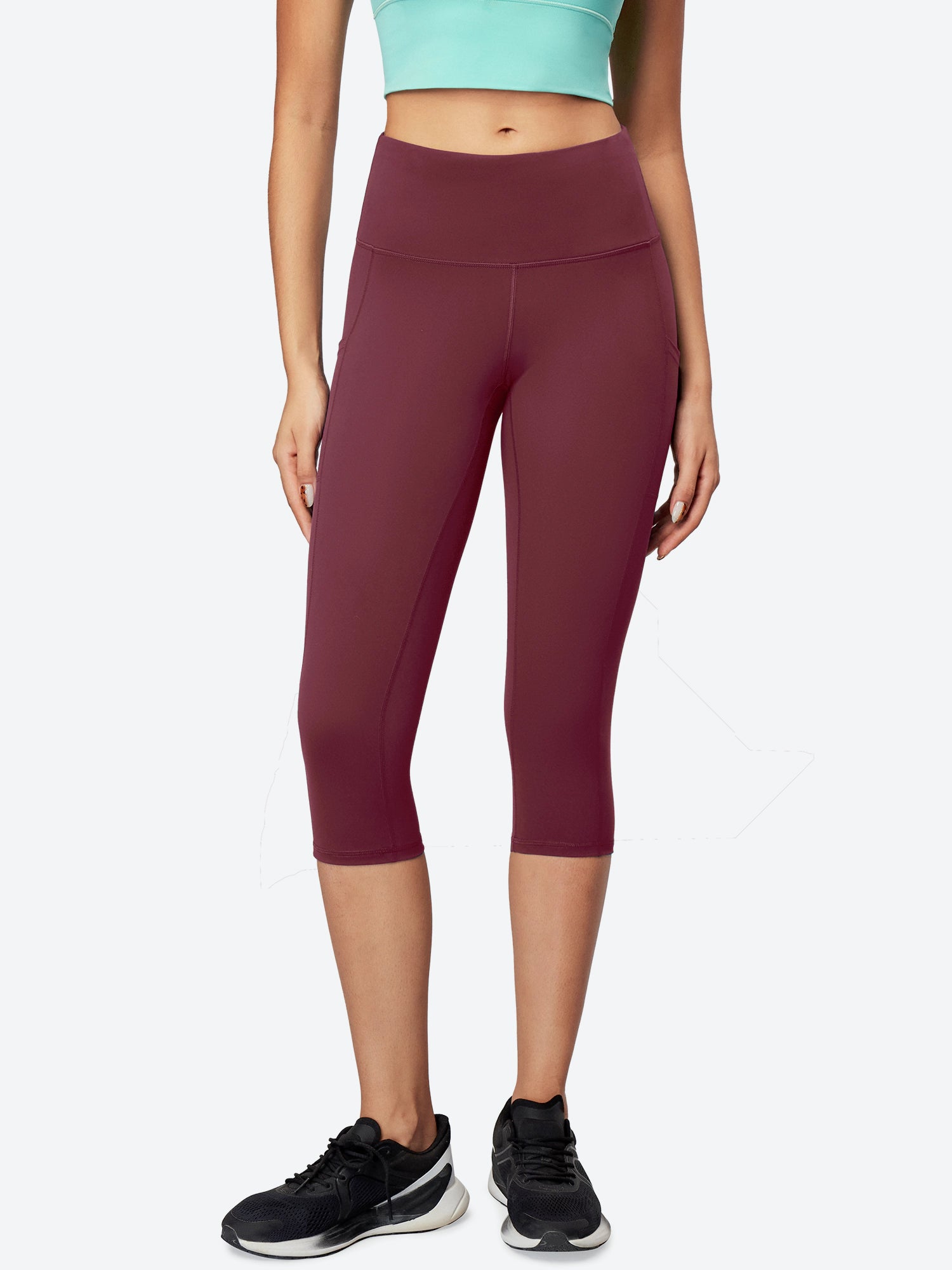 Women's High Waisted Yoga Capris With Pockets - IUGA