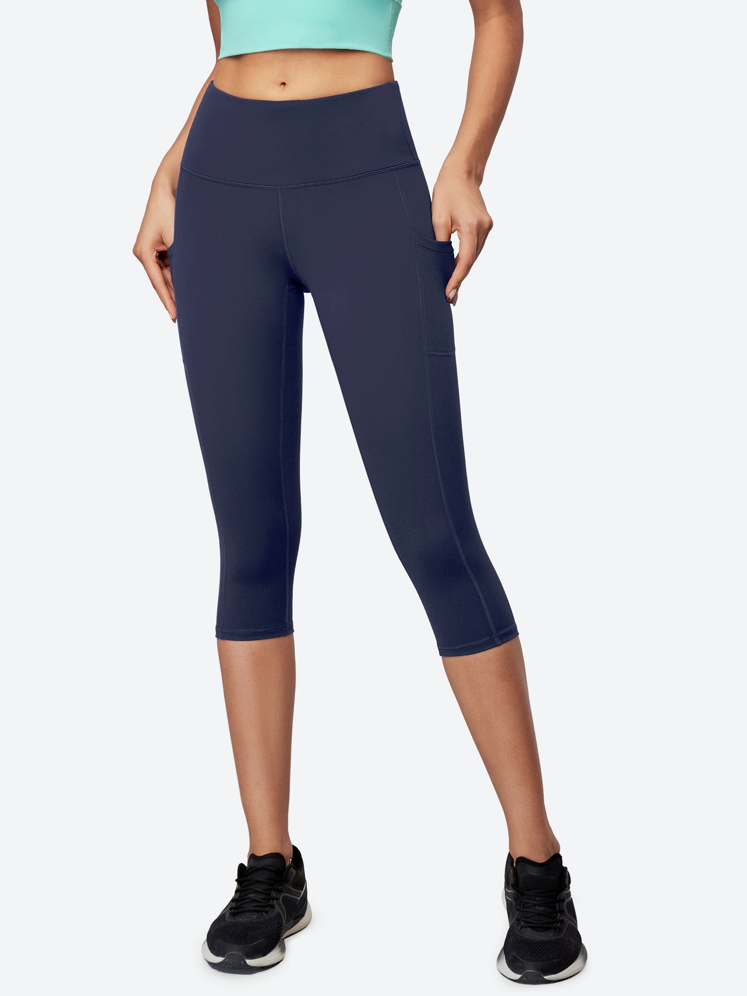 Women's High Waisted Yoga Capris With Pockets - IUGA